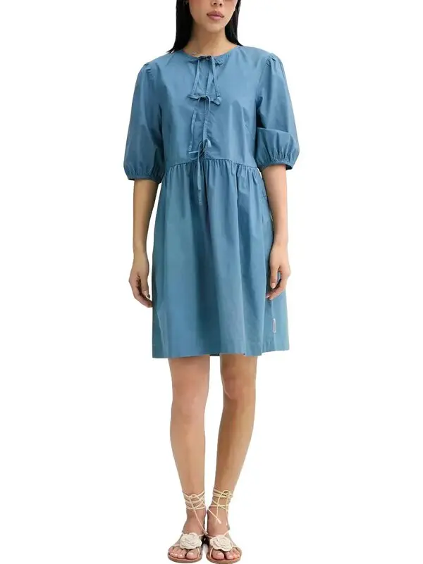 Marc O'polo Bow-detail Puff Sleeve Mini Dress - Blue