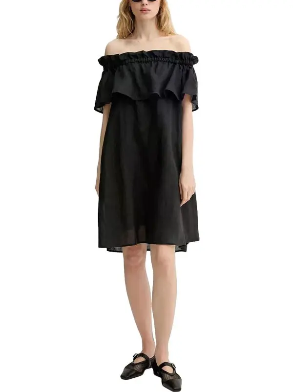 Marc O'polo Off-the-shoulder Ruffled Mini Dress - Black
