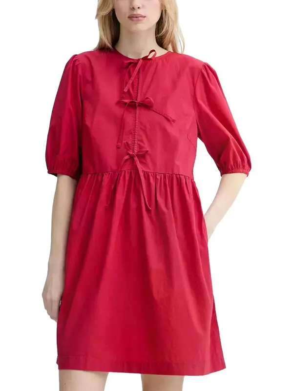 Marc O'polo Bow-detail Puff-sleeve Dress - Red