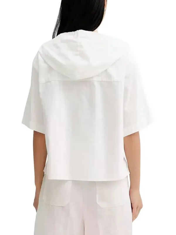Marc O'polo Hooded Short-sleeved Cropped Shirt - White