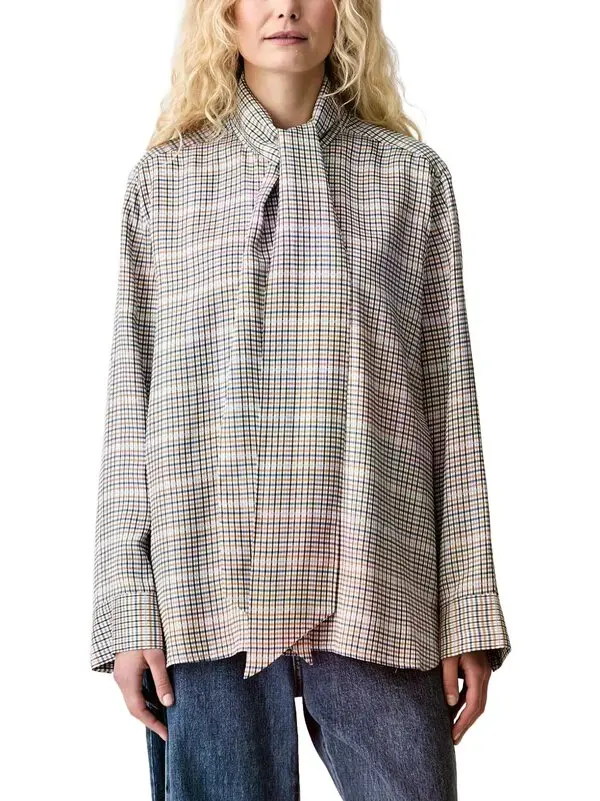 Munthe Check Pattern Pussy-bow Blouse - Neutrals