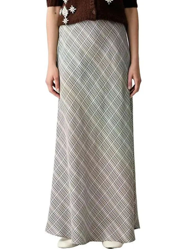 Munthe Checked Flared Maxi Skirt - Neutrals