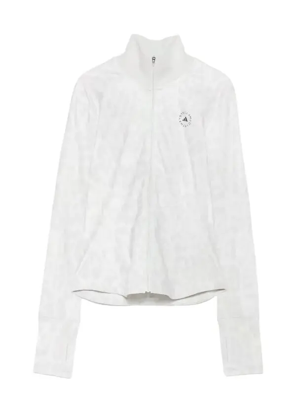 Adidas By Stella McCartney Leopard-print High Neck Track Jacket - White
