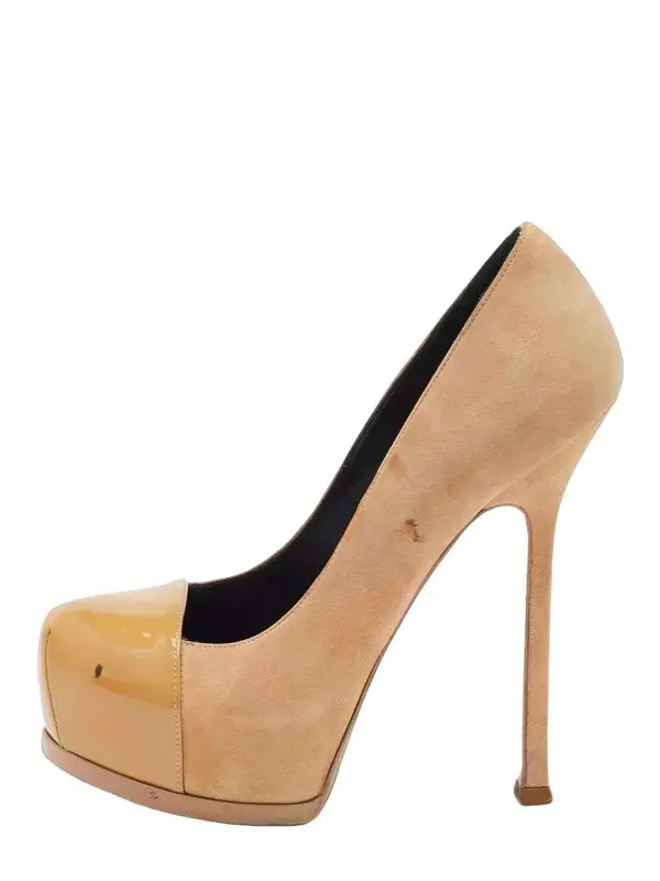 Saint Laurent Patent Leather Suede Pumps - Neutrals