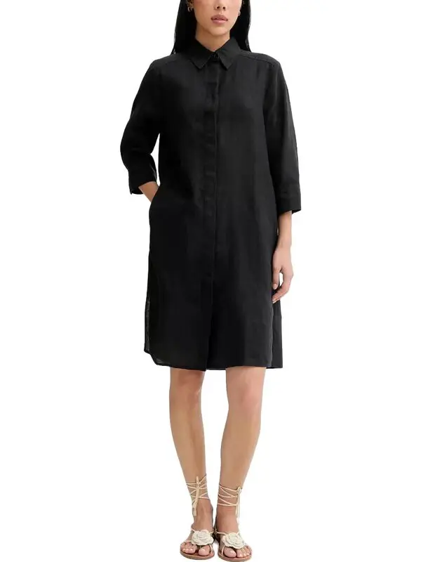 Marc O'polo Linen Midi Shirt Dress - Black