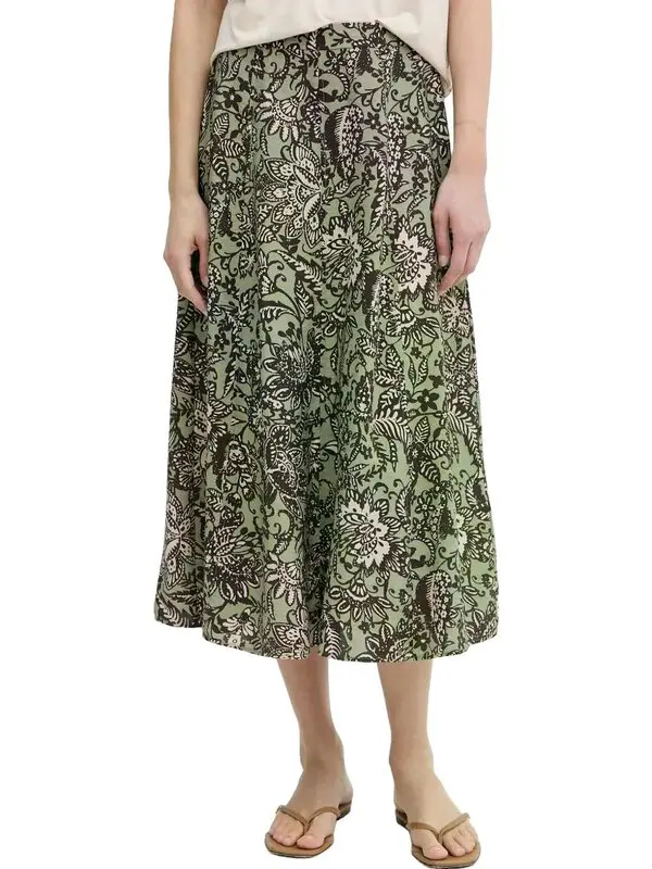 Marc O'polo Floral Print Flared Midi Skirt - Green