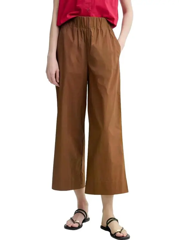 Marc O'polo Elasticated Waist Wide-leg Cropped Trousers - Brown