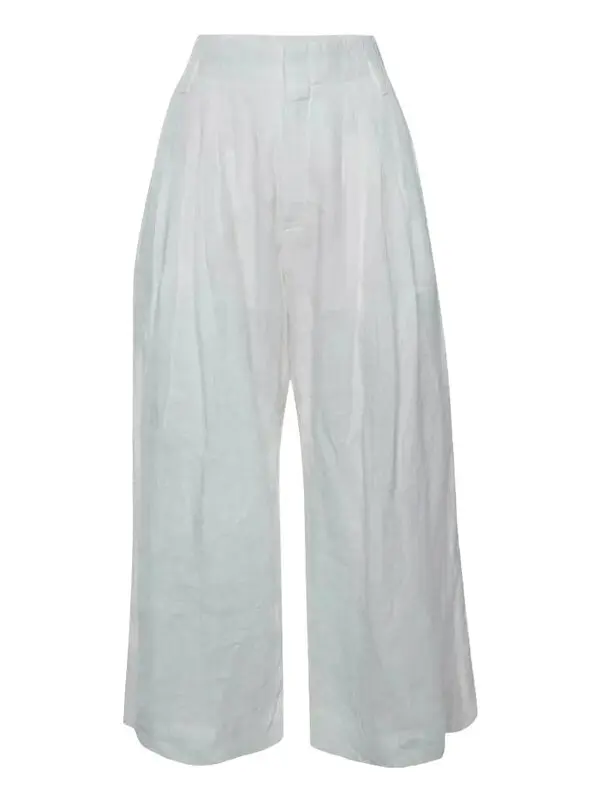 Chloé Pleated Wide-leg Linen Trousers - White