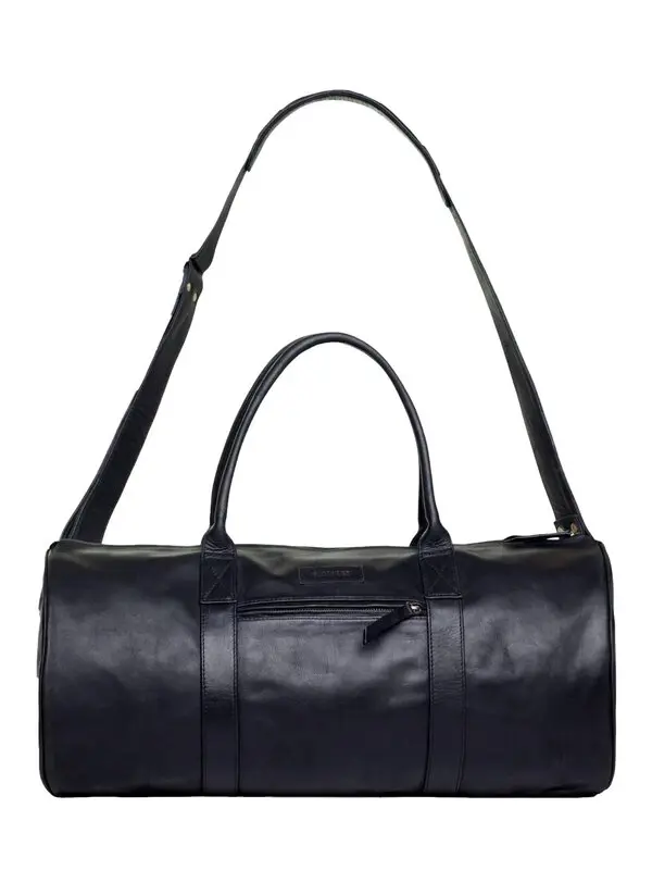 DUFFLE&CO Crosson Leather Overnight Duffle Bag - Black