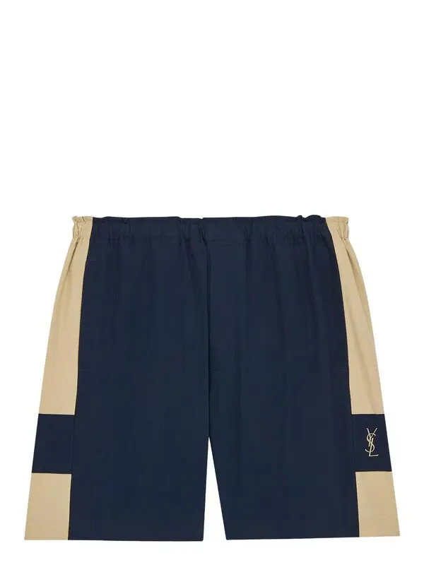 Saint Laurent Shorts With Contrasting Embroidery - Navy/mastic