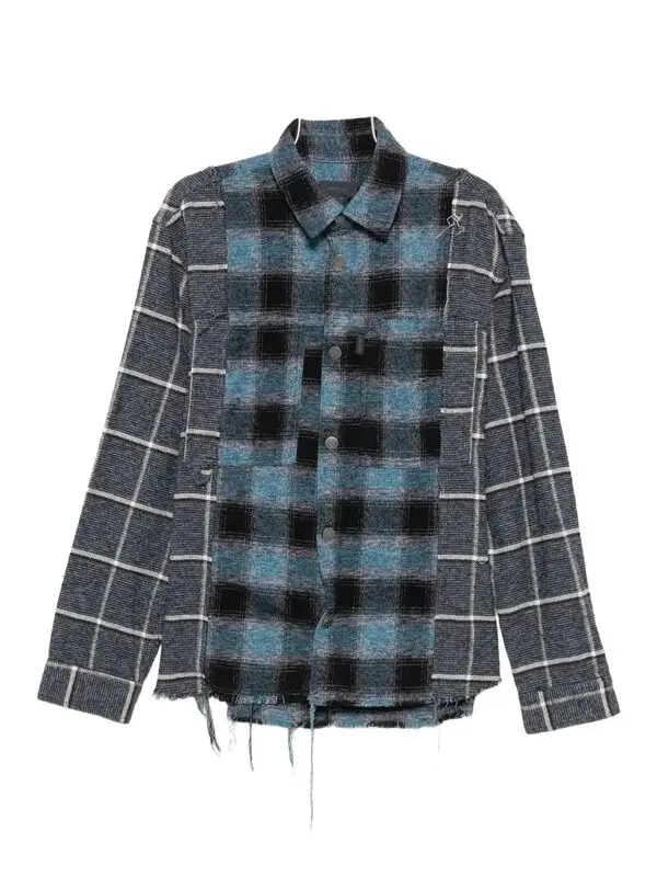 HAIKURE Frayed Plaid Shirt - Blue