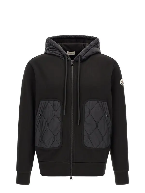 Moncler Hybrid Quilted Hooded Sweatshirt - Black