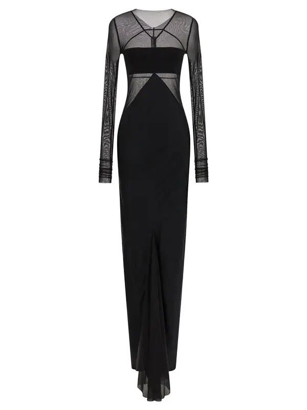 Rick Owens Combo" Dress Tulle And Charmeuse Maxi Dress - Black