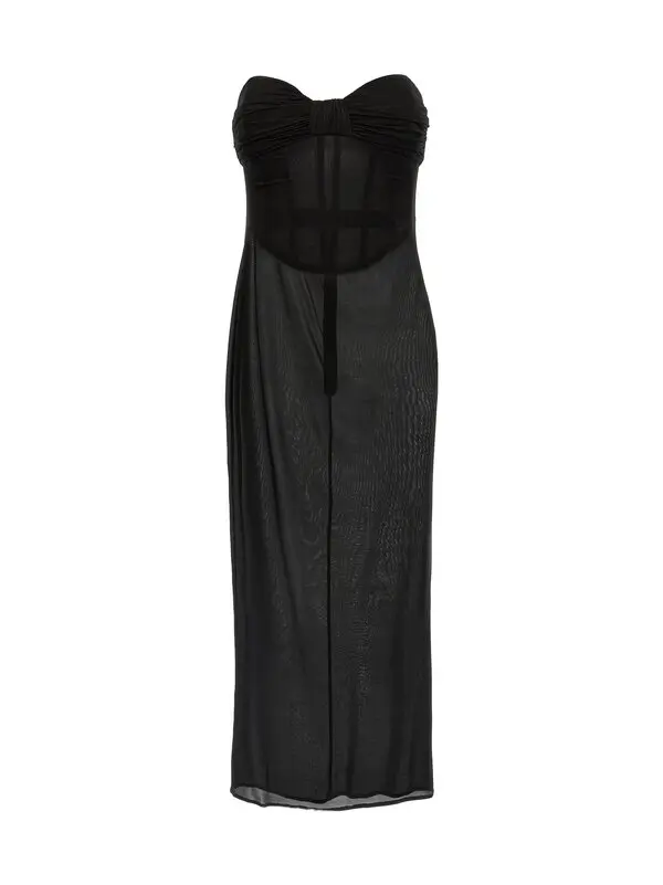 Magda Butrym Off-the-shoulder Midi Dress With Integrated Bustier - Black