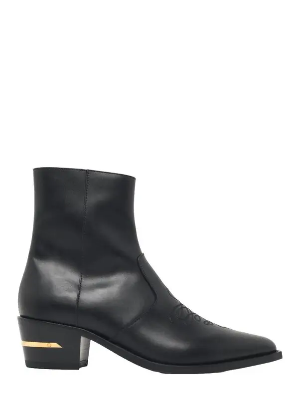 Amiri Pointed Toe Embroidered Leather Boots - Black
