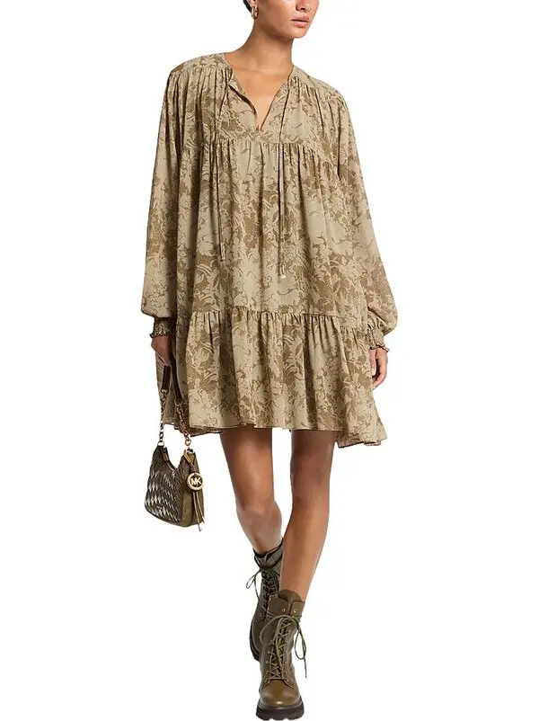 Michael Kors Printed Tiered Mini Dress - Duffle