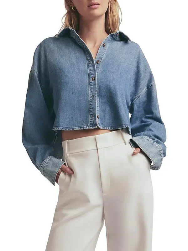 FAVORITE DAUGHTER The Crop Ex Boyfriend Denim Shirt - Goa