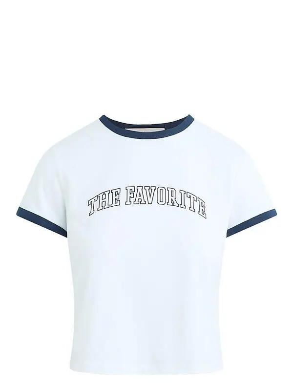 FAVORITE DAUGHTER The Cropped Favorite Ringer Tee - White/navy