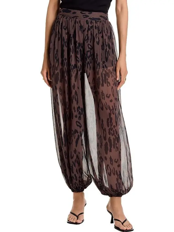 Aqua Animal Print Balloon Pants - Brown/black