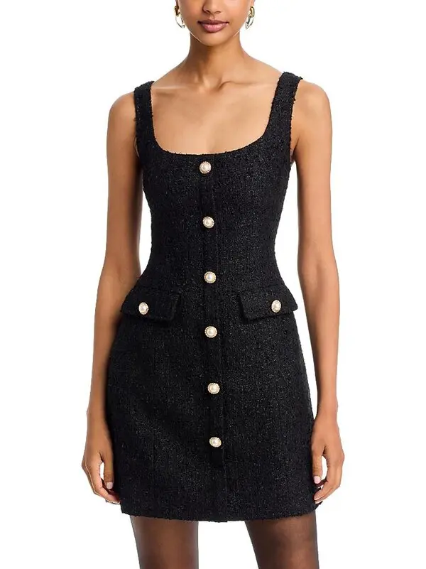 Aqua Shine Tweed Mini Dress - Black