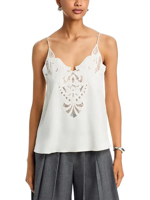 Aqua Lace Satin Inset Camisole - Ivory