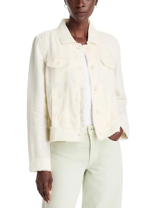 Tommy Bahama Linen Embroidered Raw Edge Jacket - Coconut