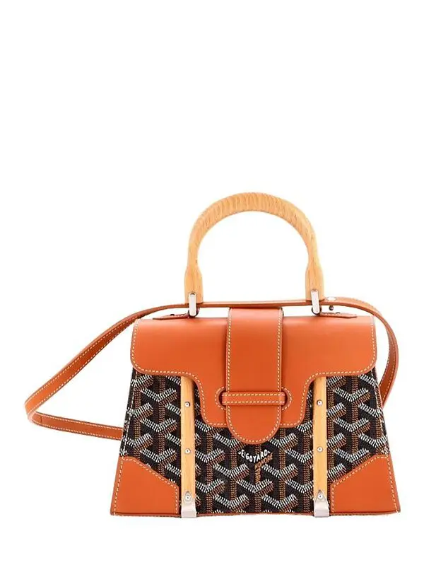 Goyard Structured Saigon Top Handle Bag Coated Canvas With Leather - Brown