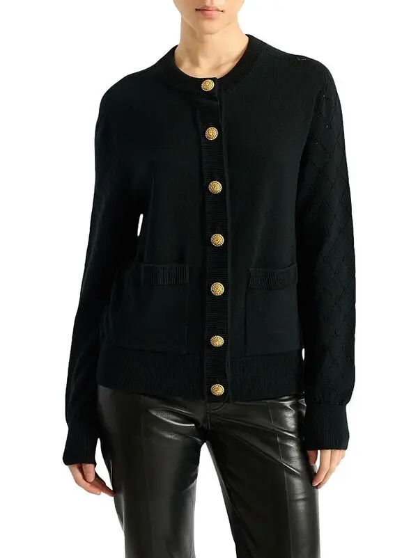 Balmain Knit Cardigan With Button Detail - Black