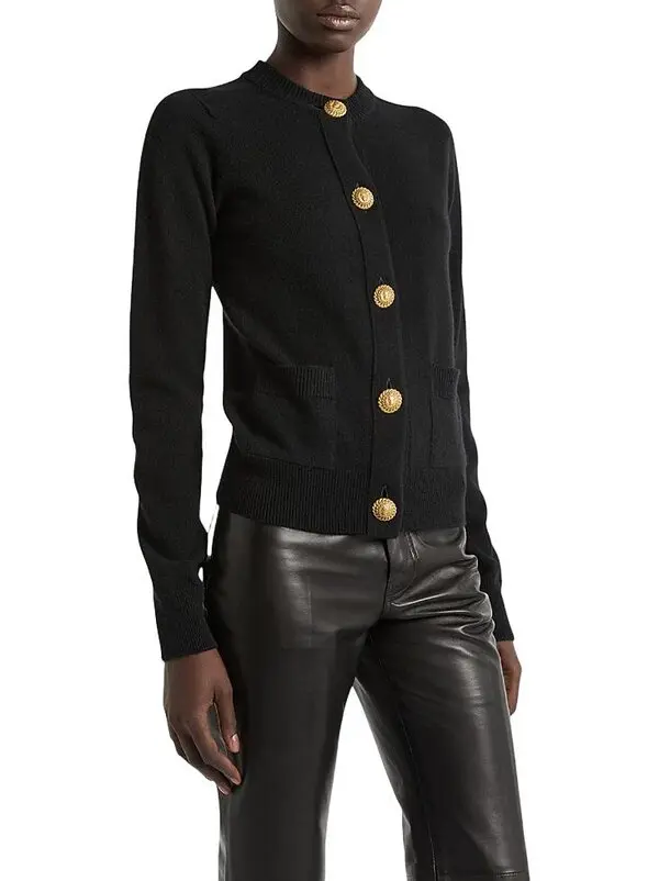 Balmain Cashmere Button Detailed Cardigan - Black