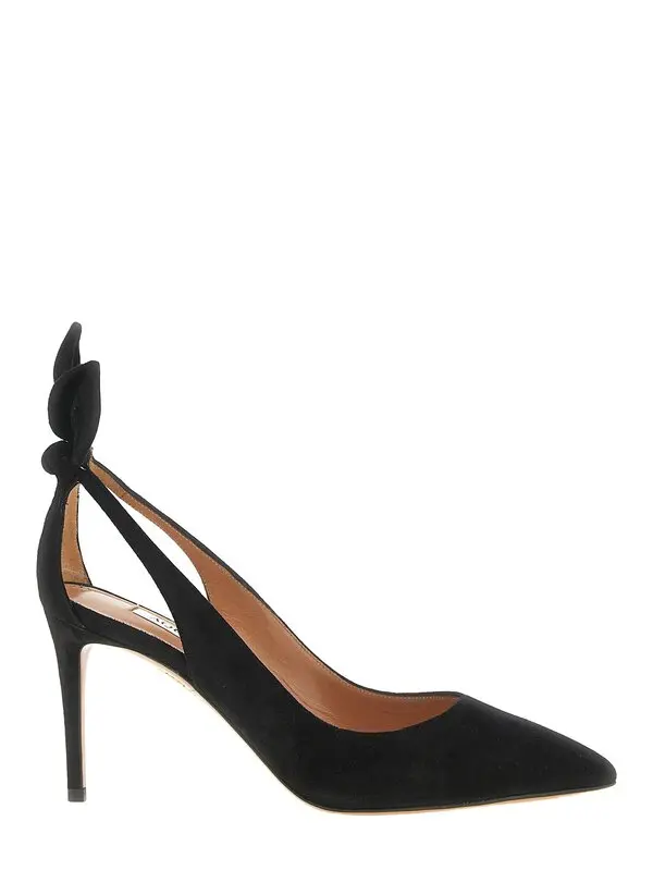 AQUAZZURA Suede Bow Tie Pumps - Black
