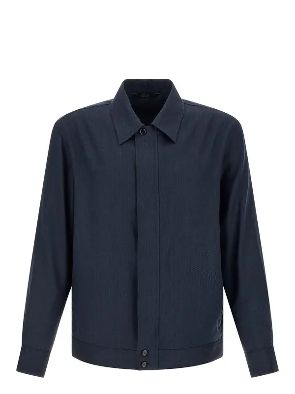 Brioni Linen Wool Blouson - Blue