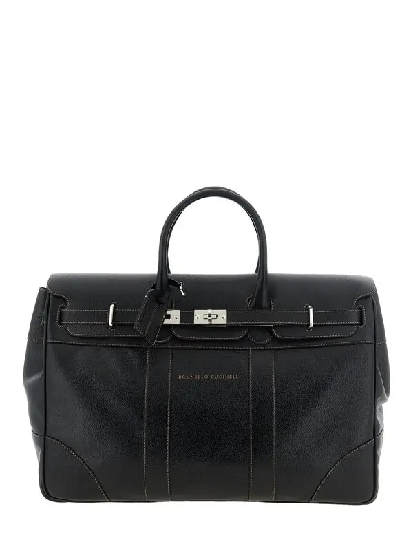 Brunello Cucinelli Weekender Country Travel Bag - Black