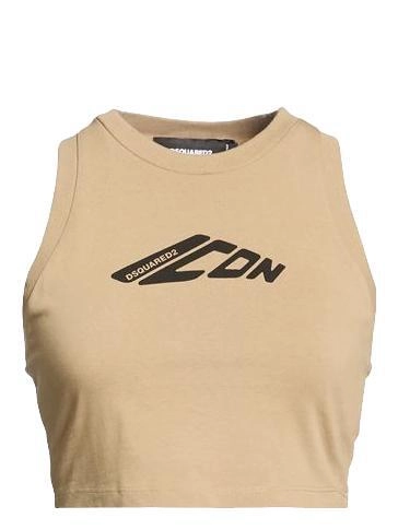 Dsquared2 Cotton Icon Cropped Top - Beige