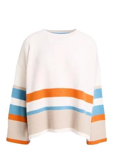 PUROTATTO Cashmere Striped Crewneck Sweater - Cream