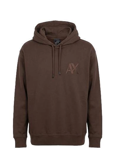 Armani Exchange Dark Cotton French Terry Hoodie - Brown