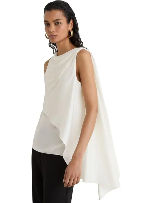 REISS Nyra Silk-blend Draped Sleeveless Top - Ivory