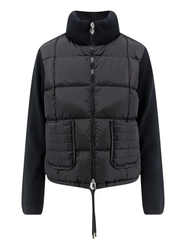 Moncler Quilted Down Jacket With Virgin Wool Inserts - Black