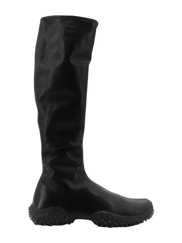 Miu Miu Stretch Leather Boots - Black