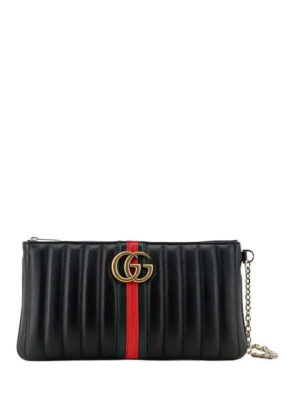 Gucci Gg Marmont Pouch With Strap - Black