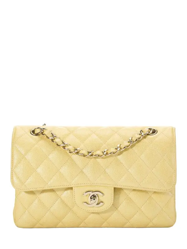 Chanel Iridescent Quilted Caviar Classic Double Flap Small - Yellow