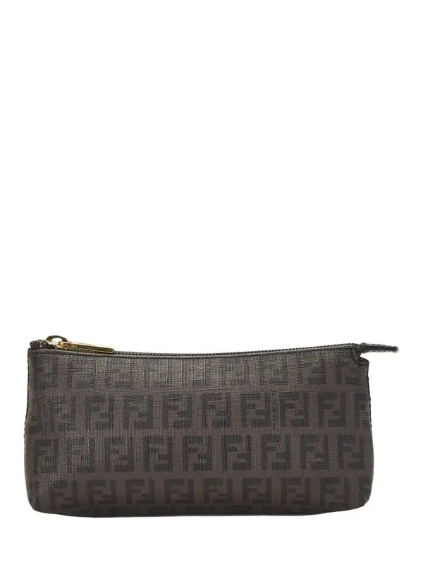Fendi Zucchino Coated Canvas Pouch - Brown