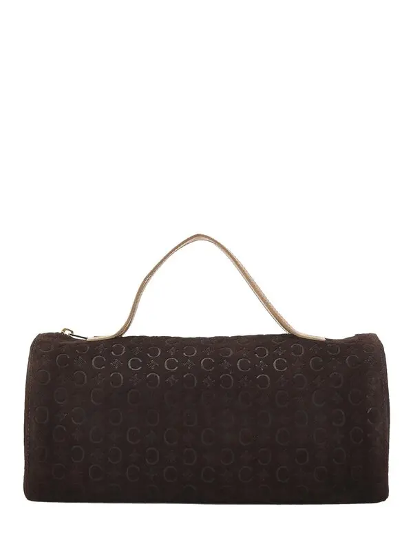 Celine Embossed Suede Barrel Handbag - Brown