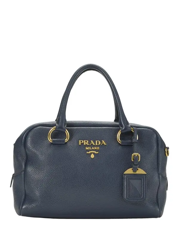 Prada Vitello Daino Bowler Handbag - Blue