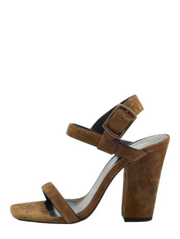Saint Laurent Suede Ankle Strap Sandals - Brown