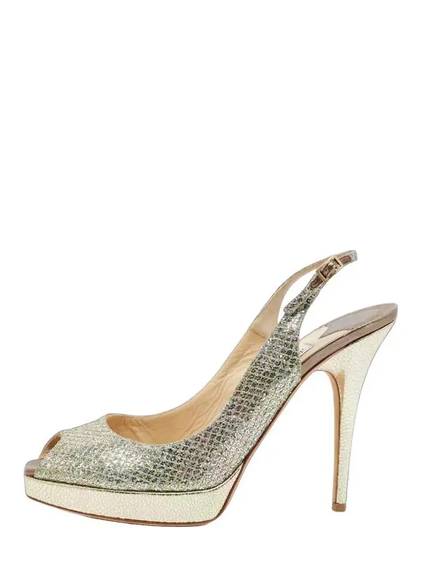 JIMMY CHOO Nova Peep-toe Slingback Sandals - Silver