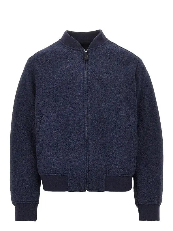 Etro Jersey Jacket With Jacquard Arnica Motif - Blue