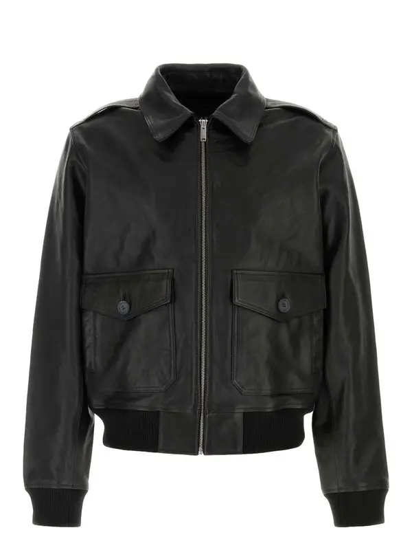 A.p.c. Leather Bomber Jacket - Black
