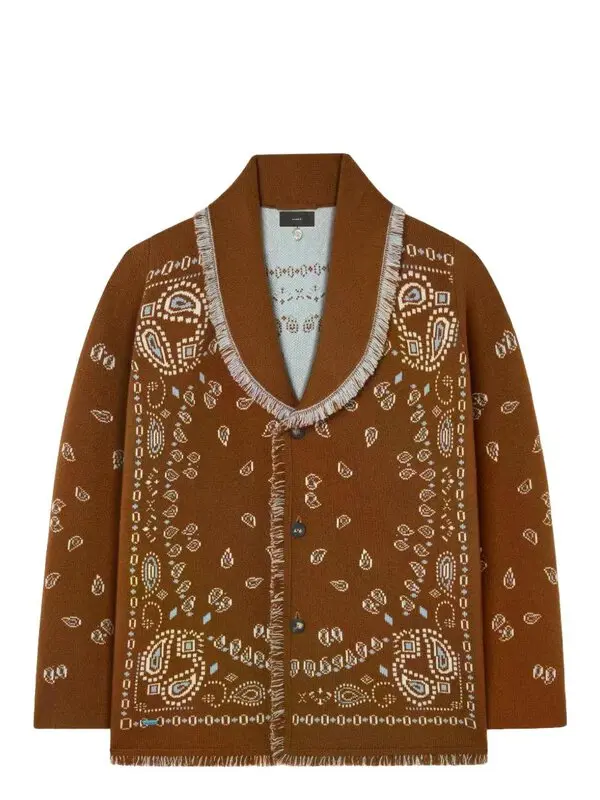 Alanui Bandana Jacquard Cardigan - Brown