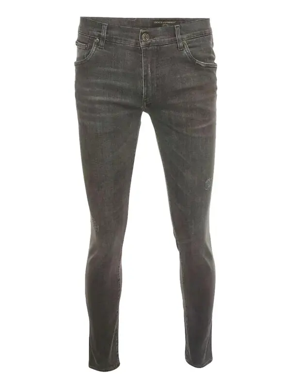 Dolce & Gabbana Distressed Slim-fit Jeans - Grey