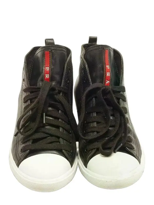 Prada Leather Lace-up High-top Sneakers - Black